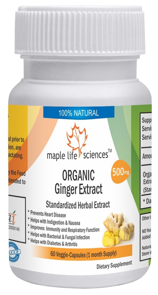 ORGANIC Ginger Extract Capsules 5% Gingerols by HPLC Zingiber ...