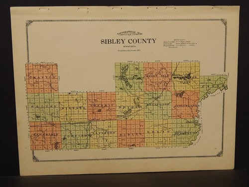 Minnesota Sibley County Map 1914 W4#61 | eBay