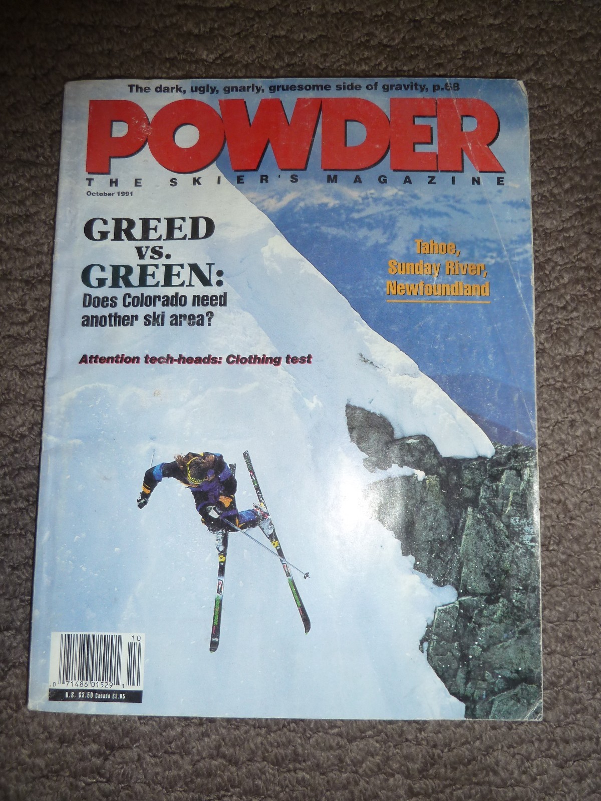 VINTAGE 1991 Powder SKI MAGAZINE October Tahoe Sunday River Colorado ...