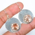 Morganite Quartz Sand Paper Textured Silver Plated Earring 1.56" E18721 ...