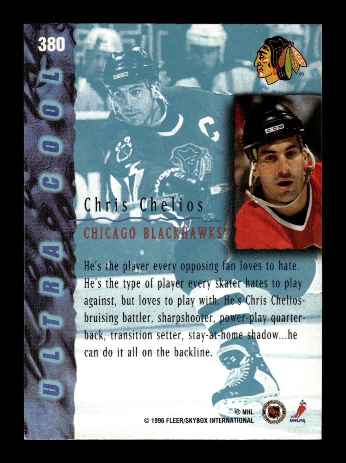 Chris Chelios 1995-96 Fleer Ultra Hockey #380 Ultra Cool Chicago ...