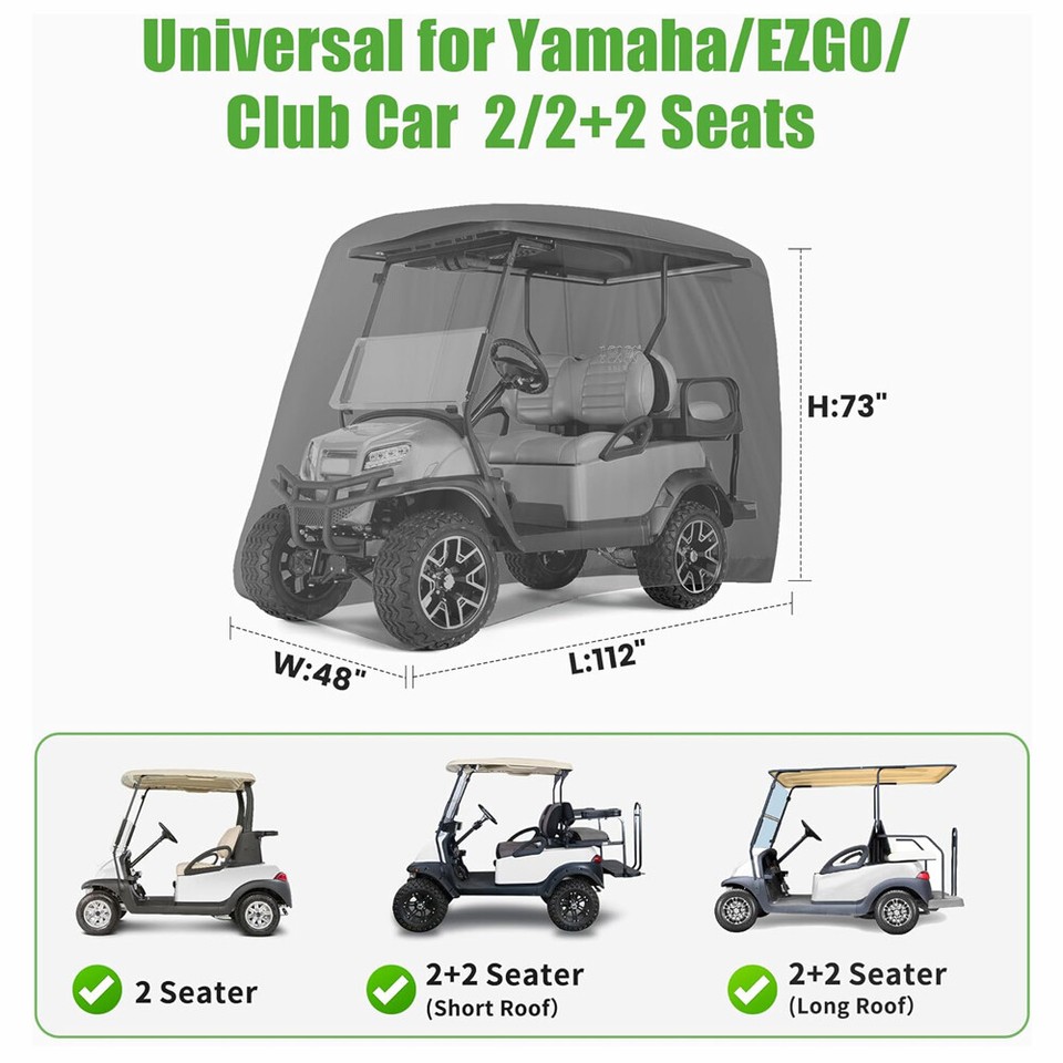 For Denago Rover XL Black Golf Cart Cover 4 Passenger Waterproof Rain ...