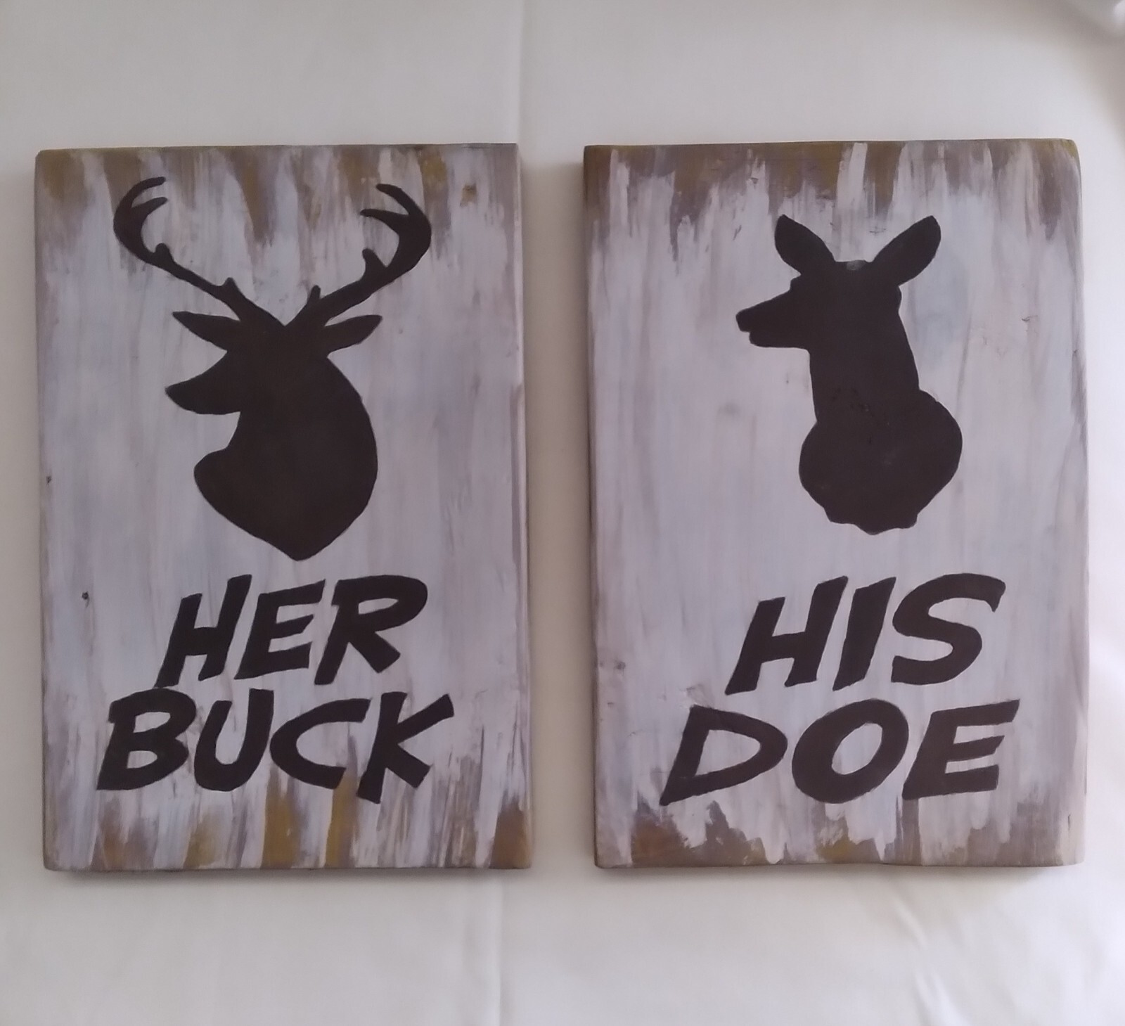 Rustic Her Buck/His Doe 5inX8in wood sweetheart Decor Signs gift set of ...