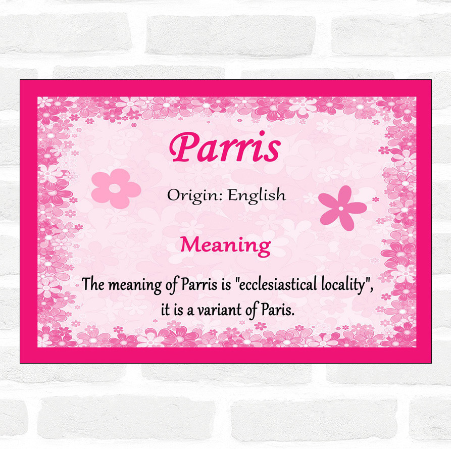 Parris Name Meaning Pink Certificate | eBay UK