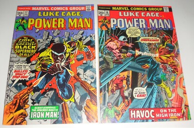 LUKE CAGE POWER MAN #17 FN-, #18 VF WHITE PAGES 1974 | eBay
