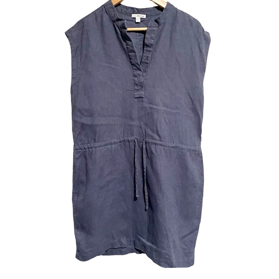Standard JAMES PERSE 100% Linen Blue Shirt Dress Prep… - Gem