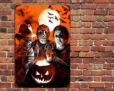Halloween Friends Trio Sign Aluminum Metal 8"x12" Kruger Jason Myers ...