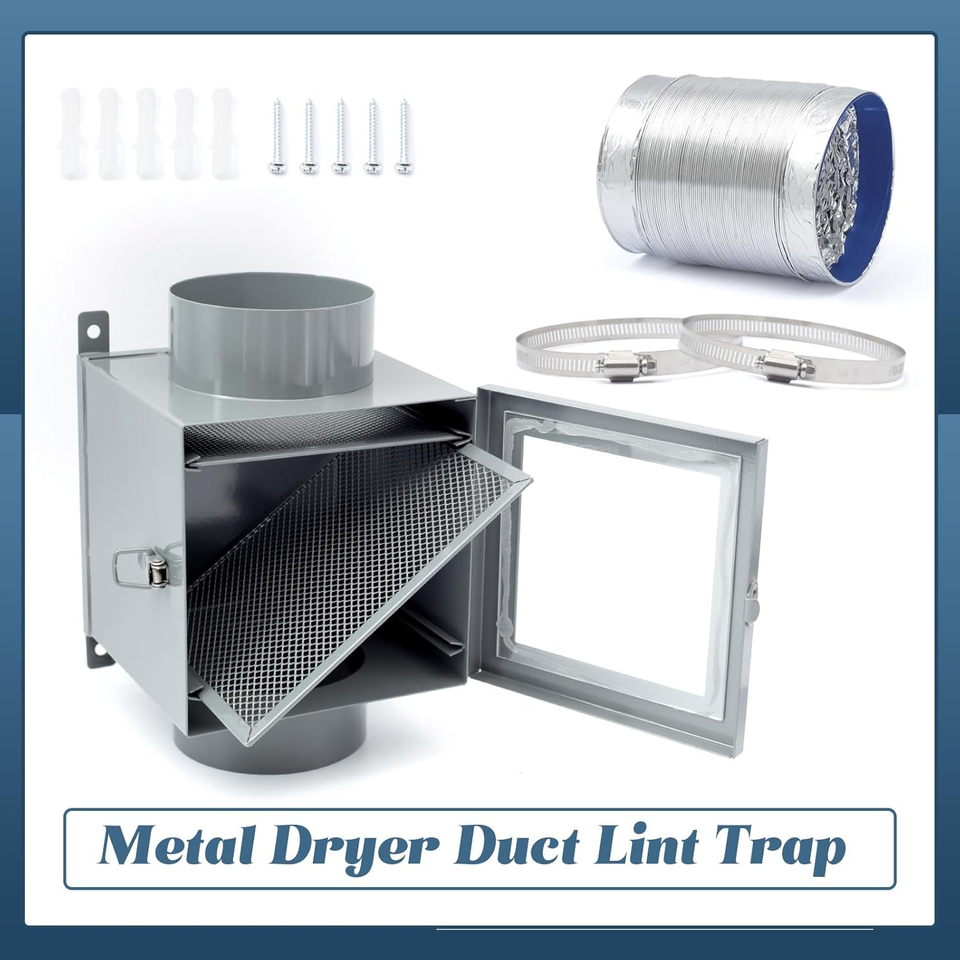 Metal Dryer Duct Lint Trap Indoor Dryer Vent Kit Secondary Lint Trap ...