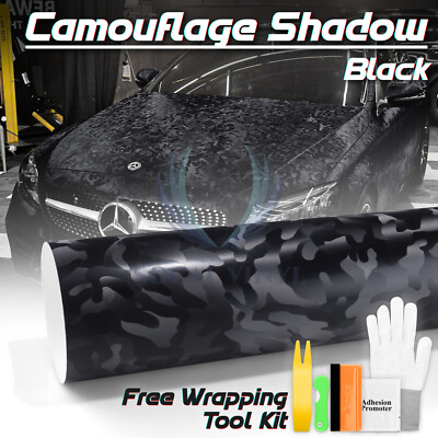 Camouflage Shadow Black Camo Pattern Car Vinyl Wrap Decal Sticker Sheet ...