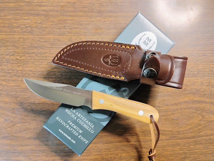 Muela of Spain 4116 Blade Olive Wood Handle with Leather Sheath BISON ...