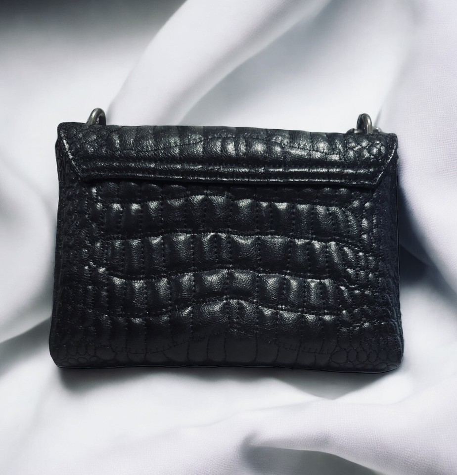 ZARA Black Chain Shoulder Bag Animal Print Effect Body Pocket Chain ...