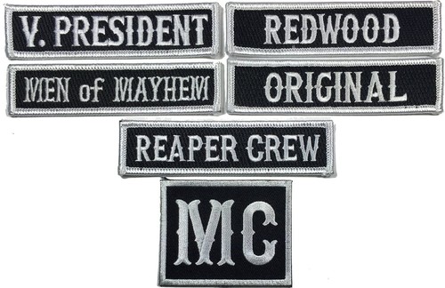 Officer Title Rank Vest Patches President VP MC Biker club Patch Set ...