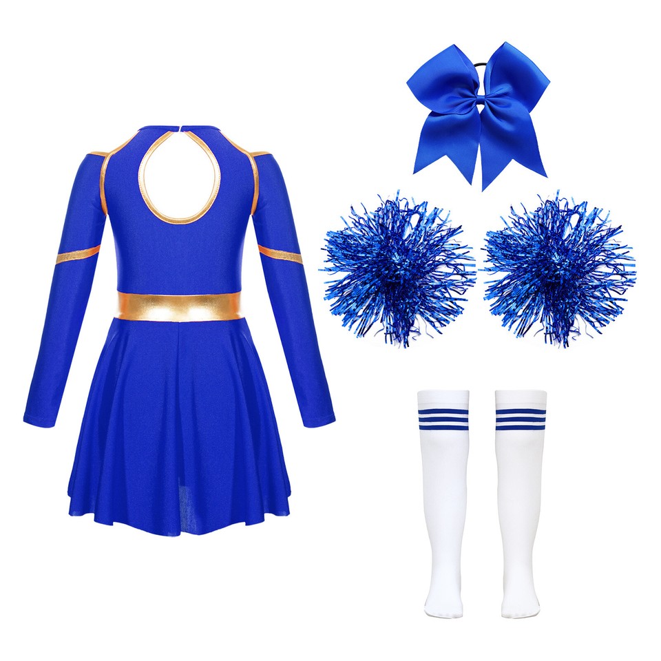 Girls Cheerleading Costumes Uniform Dance Dress with Accessories Fancy ...