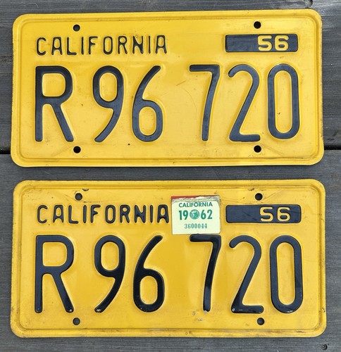 Vintage ORIGINAL Set 1956 California License Plates DMV Clear Good ...
