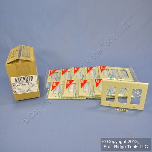 Leviton 80411-NI Ivory 3-Gang Decora GFI Unbreakable Nylon Wallplate ...