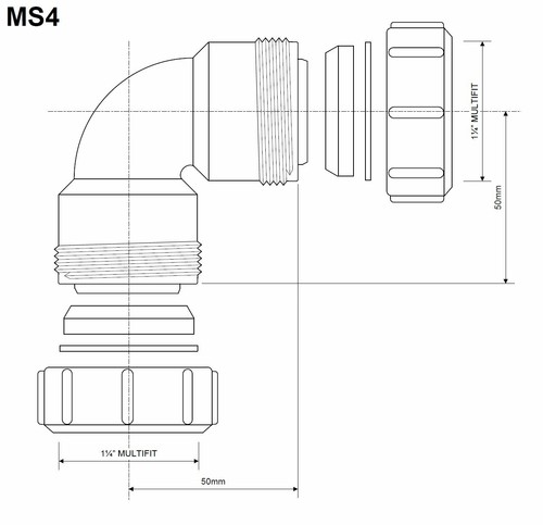 McALPINE MS4 Elbow Bend 32mm Universal Multifit Compression Fitting ...