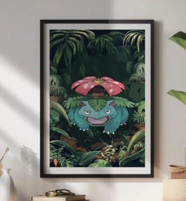 Venusaur Poster: Japanese Tapestry Style Pokemon Anime Poster ...