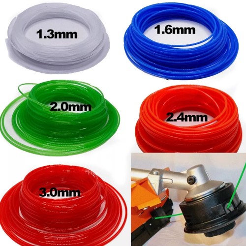 Nylon Strimmer Line Cord Wire 1.3mm 1.6mm 2mm 3mm x 15m Grass Trimmer ...
