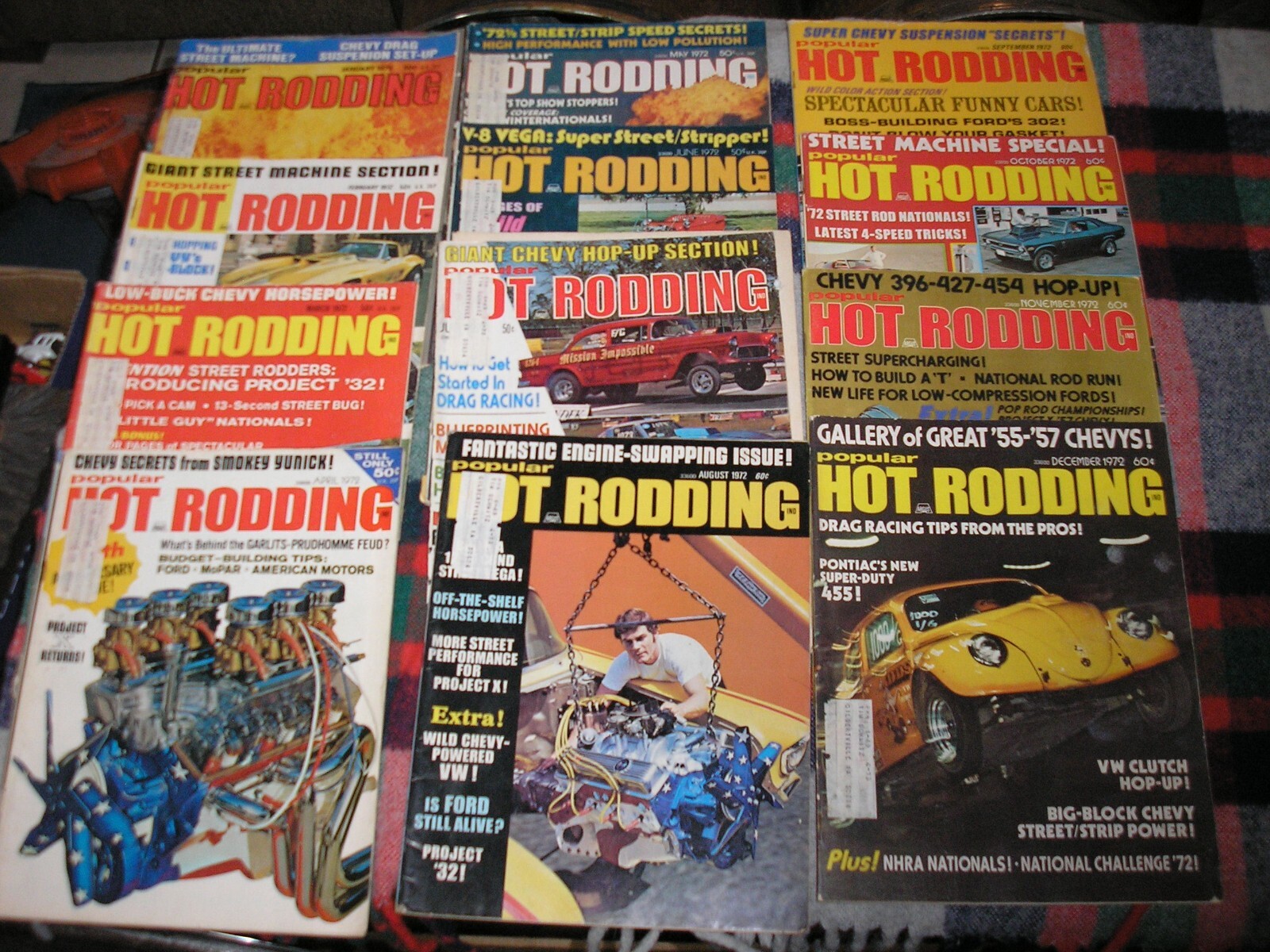Vintage RARE 1972 Lot of 12 Popular Hot Rodding Magazines Free SHIPPING ...