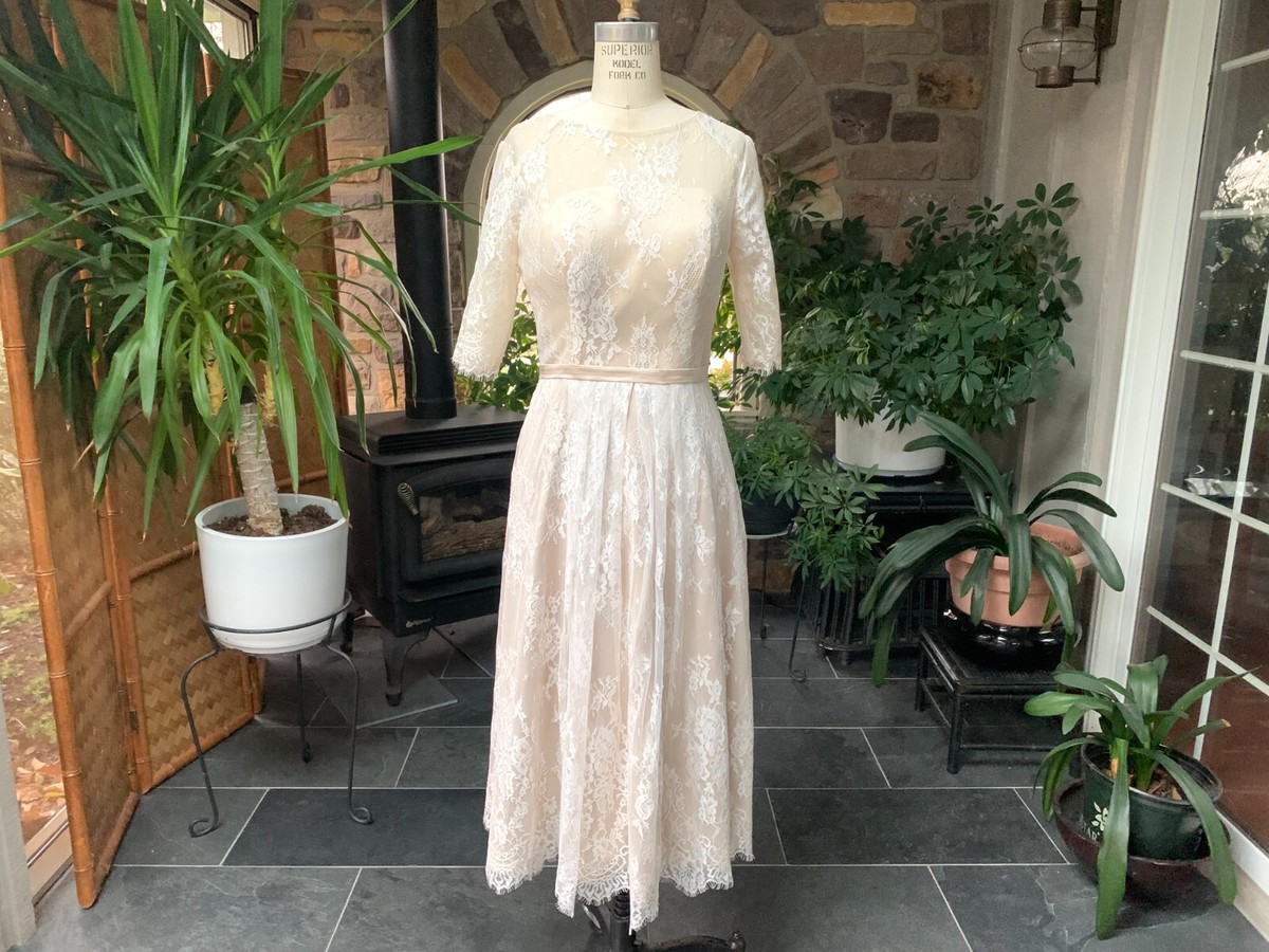 Modest Tea Length White Dresses Wedding Dresses & Bridal Gowns From