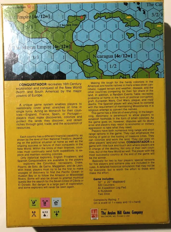 Avalon Hill AH 1983 : CONQUISTADOR game - The Age of Exploration: 1495 ...