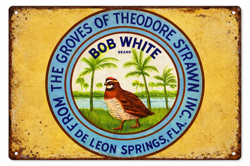 Bob White Quail Vintage Florida Citrus Farm Crate Label Rustic 8x12 ...