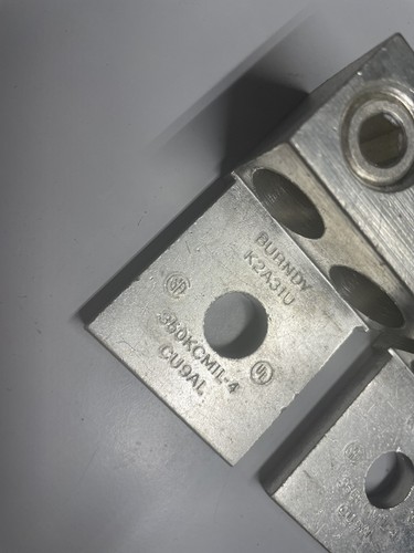 Lot 2 Burndy K2A31U 2 Position Terminal Conductors Aluminum Lug 2 Hole ...