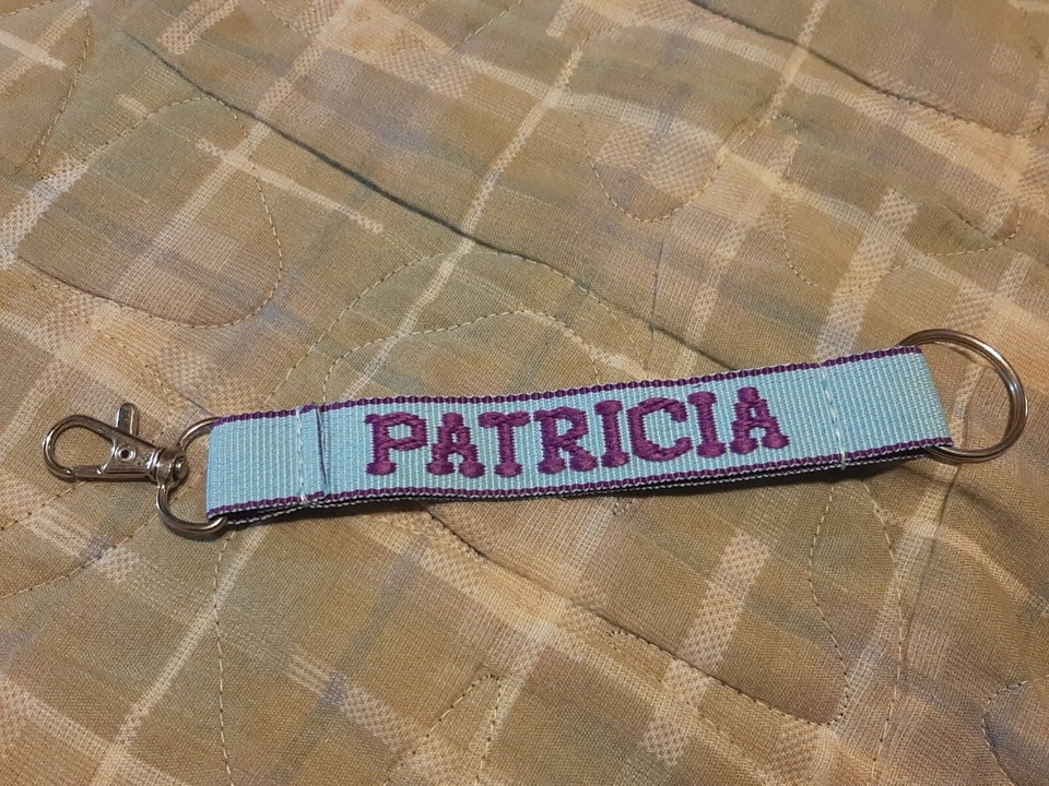 PATRICIA Embroidered Name Strap Key Ring, Keychain with Clasp (LT. BLUE ...
