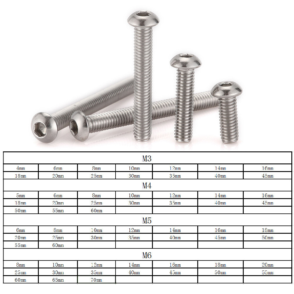 50x M1.6/M2/M3/M4/M5/M6 Metric Hex Socket Cap / Flat Head Cross / Pan ...