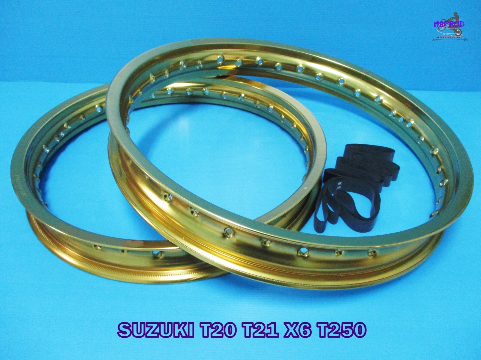 SUZUKI T20 T21 X6 T250 FRONT & REAR GOLD ALU WHEEL RIM SET (ma6699 ...