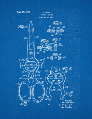 Kitchen Scissors Patent Print Blueprint | eBay