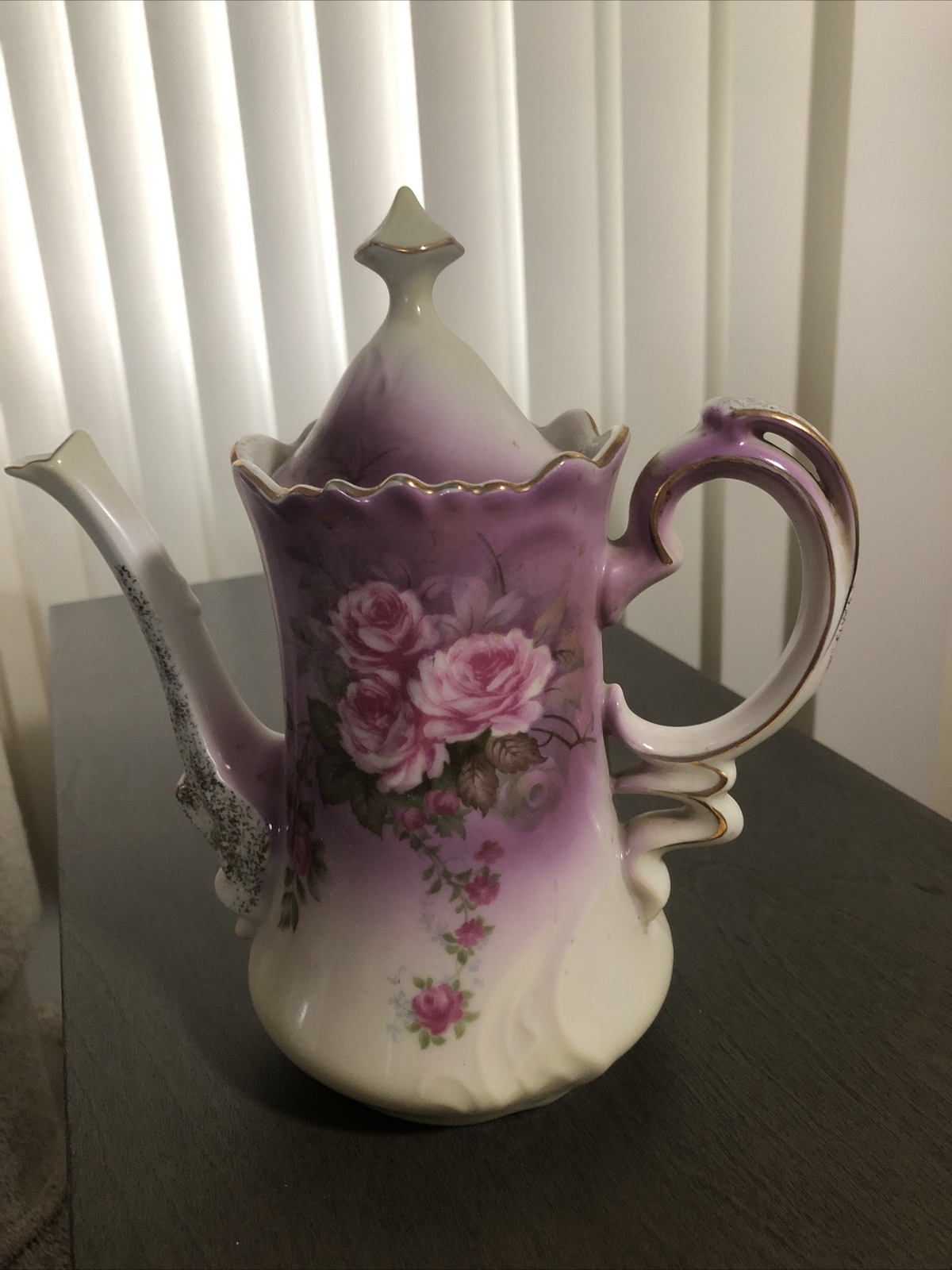 Vintage Lefton China Tea Coffee Pot Victorian Rose Garden Hand Painted ...