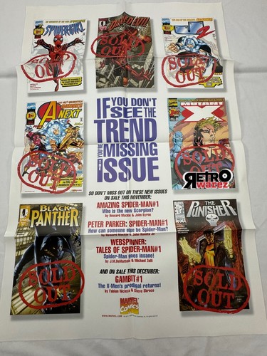 Marvel - 1998 Promo Poster 24x36” Folded Punisher,Black Panther ...