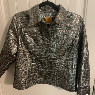 Ruby Rd. Women Sz 6 Animal Print Alligator Metallic Black Bronze ...