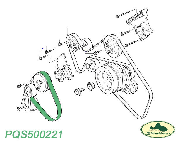 LAND ROVER PRIMARY & SECONDARY BELT KIT RR SPORT LR3 V8 PQR500330 ...