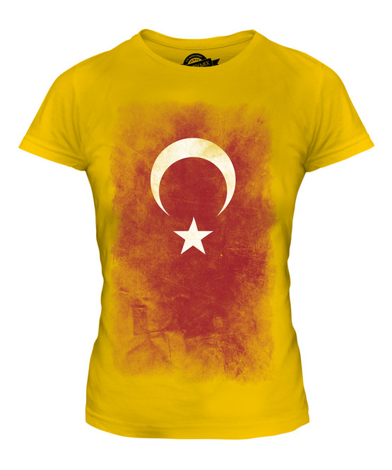 TURKEY FADED FLAG LADIES T-SHIRT TEE TOP TURKIYE FOOTBALL TURKISH GIFT ...