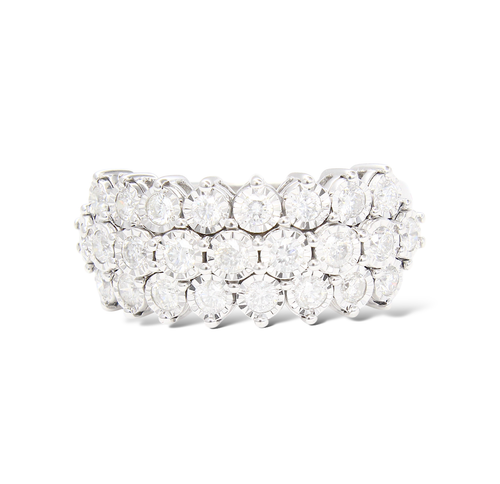 EFFY Multi-Row Natural Diamond Ring 14K White Gold Size 7 | eBay