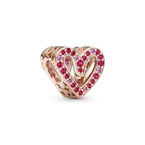 Pandora Sparkling Ruby Red & Pink Freehand Heart Charm | eBay
