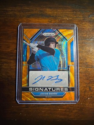 2023 Panini Prizm Signatures Jacob Berry Orange Wave Auto 27/50 SSP SP ...