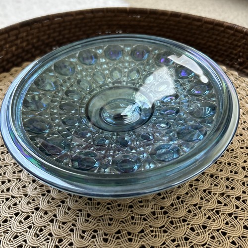 Vintage Indiana Blue Carnival Glass Iridescent Windsor Pattern Candy ...