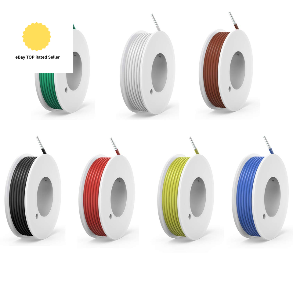 18 Awg 0.8Mm² Solid Wire Kit Electrical Wire Cable 7 Colors 16.3Ft Each ...