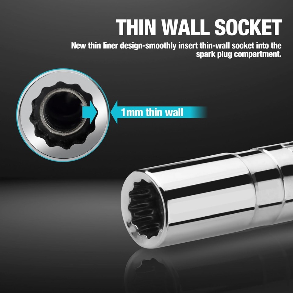 2pcs 5/8" Swivel Magnetic Spark Plug Socket Set 3/8" Drive CR-V | eBay