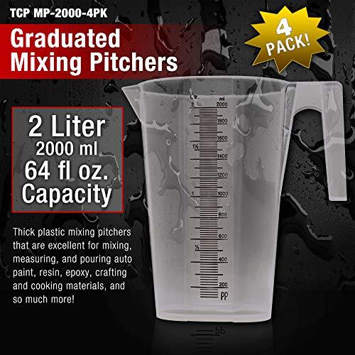 2 Liter 2000ml Plastic Graduated Measuring And Mixing Pitcher pack Of 4 ...