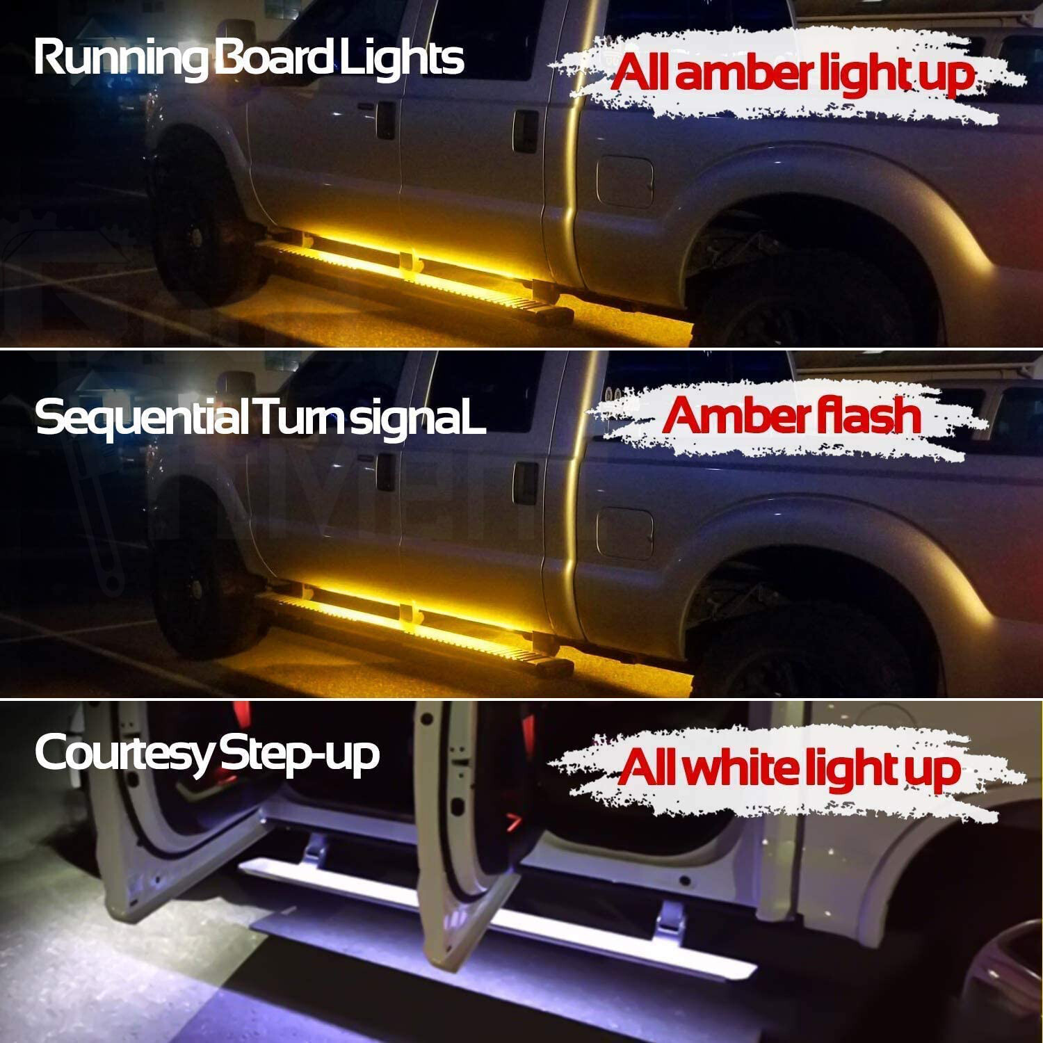 2X 60" Truck LED Running Board Light Side Step Strip Bar White Amber ...