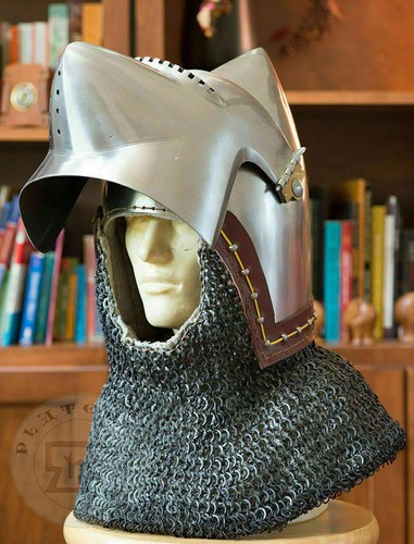 Medieval Helmet Combat Bassinet Helmet 16 Gage Steel Medieval Pig Face ...