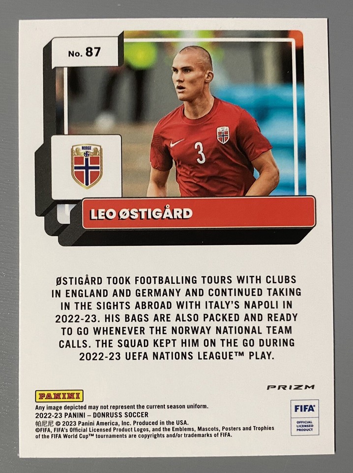 2022-23 Donruss Leo Ostigard Orange Cracked Ice Prizm Rookie RC Norway ...