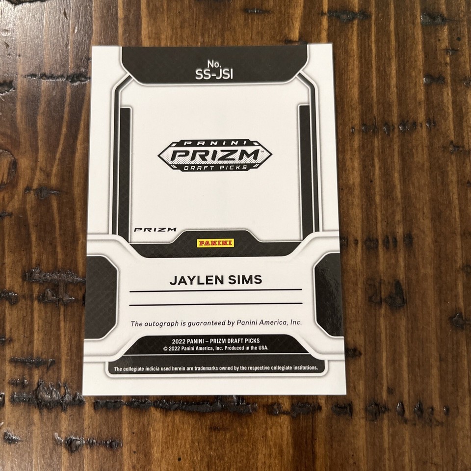 2022 Prizm Draft AUTO HYPER Jalen Sims RC #SS-JSI Basketball Card (c8 ...