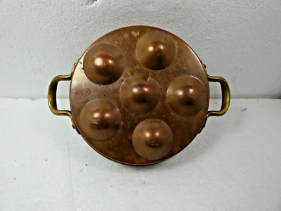 Small Vintage Tin Lined Copper Egg Poaching Pan Brass Handles | eBay