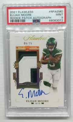 2021 Flawless Elijah Moore Rookie Patch Auto Autograph RC #06/25 PSA 9 ...