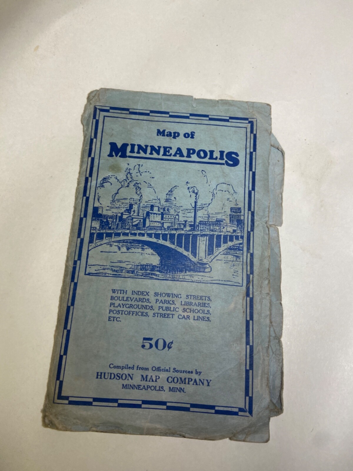 Vintage Hudson's Indexing Map of Minneapolis Minnesota Curtis Hotel Ad ...